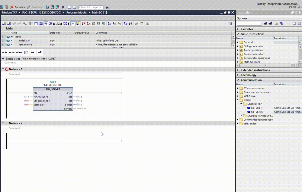 Siemens SIMATIC S7 PLC as Modbus TCP Server: A Quick Tutorial
