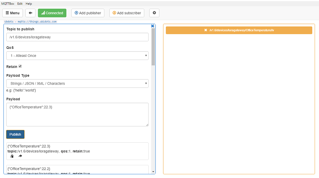 [SOLVED] MQTT publish - subscribe - IoT Devices - Ubidots Community
