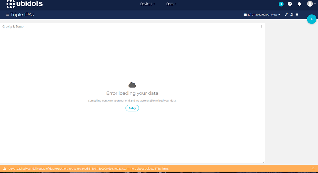Ispindel Usage limits - Data management - Ubidots Community