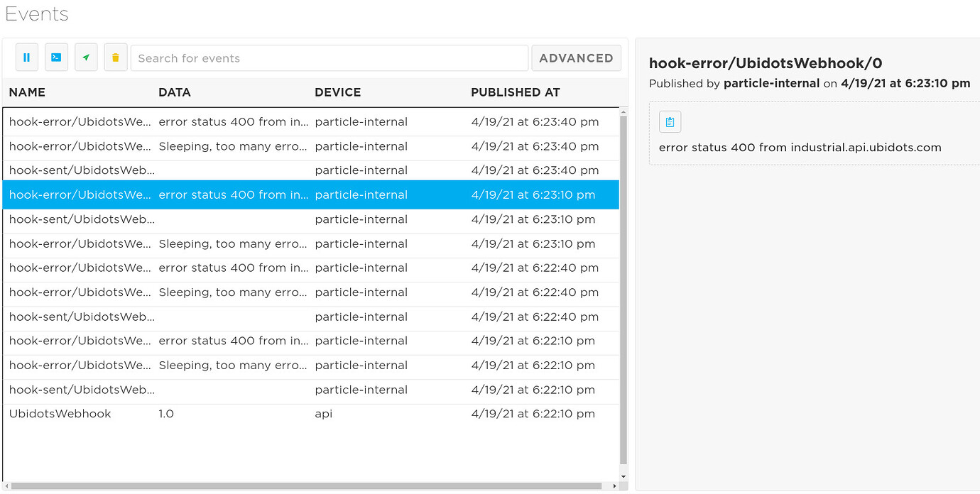 [SOLVED] Webhook errors, Particle - IoT Devices - Ubidots Community